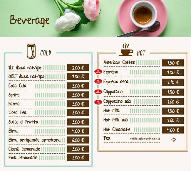 Menu at Bakery House, Rome, Via Riano 11