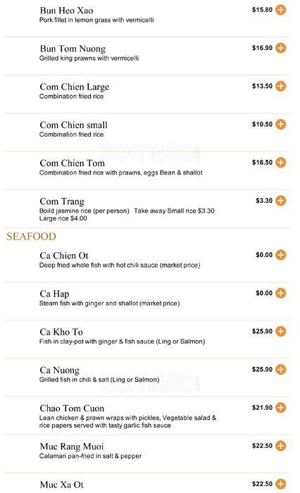 Menu at Le Tran Vietnamese Restaurant, Rozelle