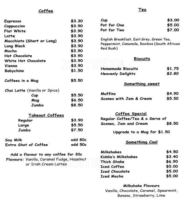 Menu at The Toy Factory Cafe, Gumeracha, 452 Torrens Valley Road
