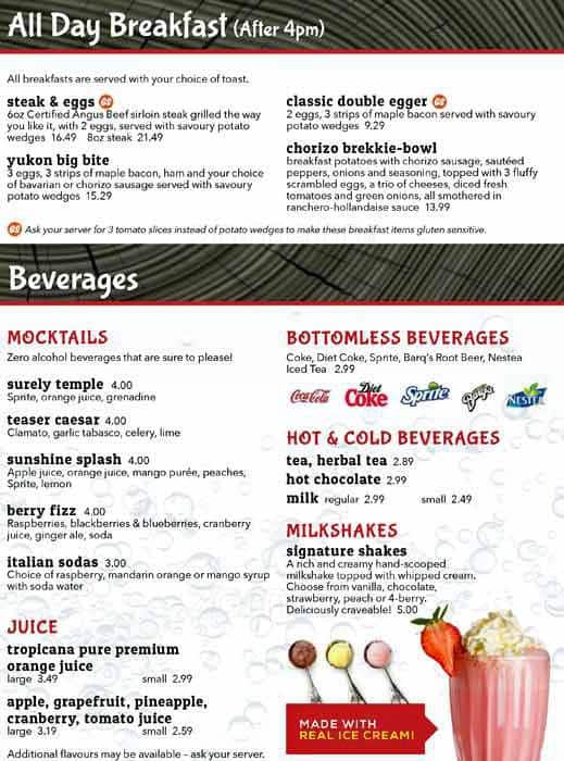 Menu at Ricky's All Day Grill restaurant, Delta, Ladner Trunk Rd