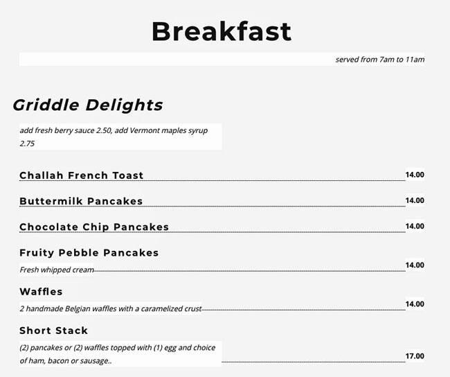 Menu at Ellen's Stardust Diner BBQ, New York City