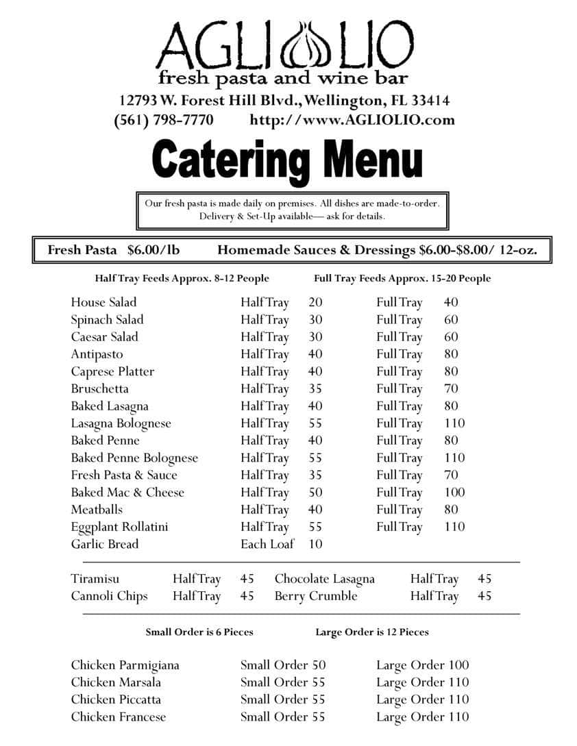 Menu at Agliolio ~ a FRESH Take on Italian pub & bar, Wellington