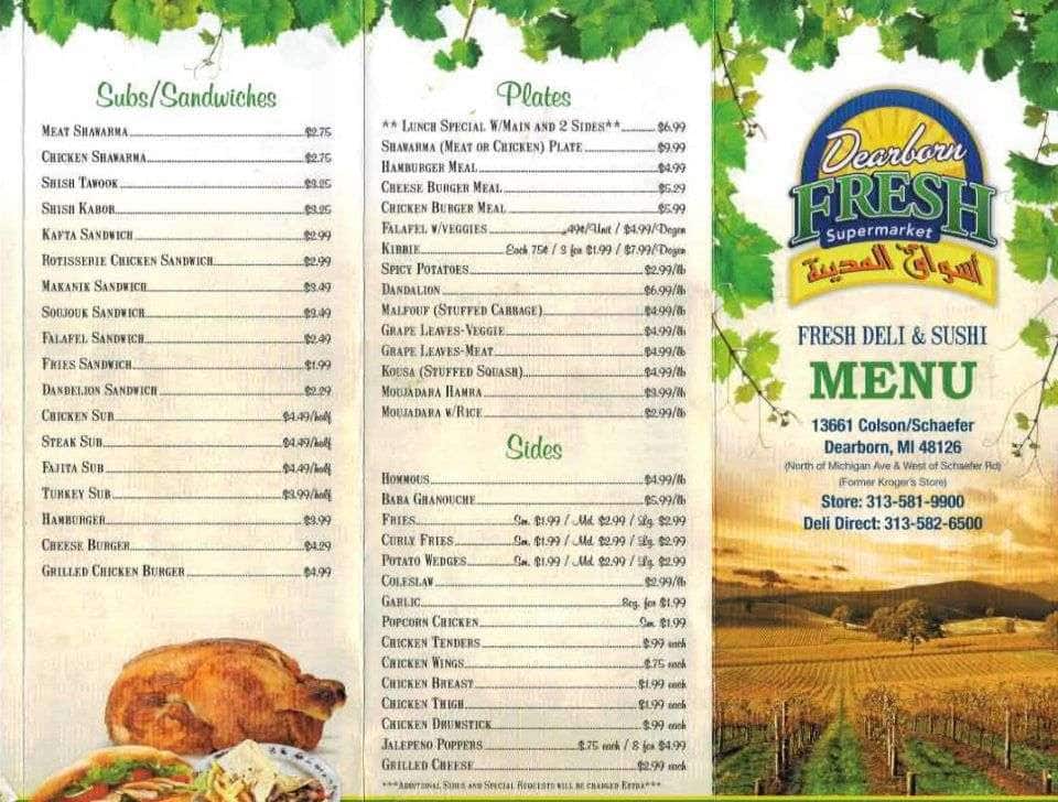 Menu at Dearborn Fresh Supermarket restaurant, Dearborn