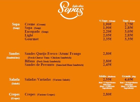 Loja das Sopas Menu, Menu de Loja das Sopas, Paranhos, Porto - Zomato ...