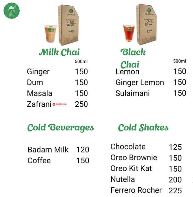 Menu of Chai Kings, Anna Nagar East, Chennai
