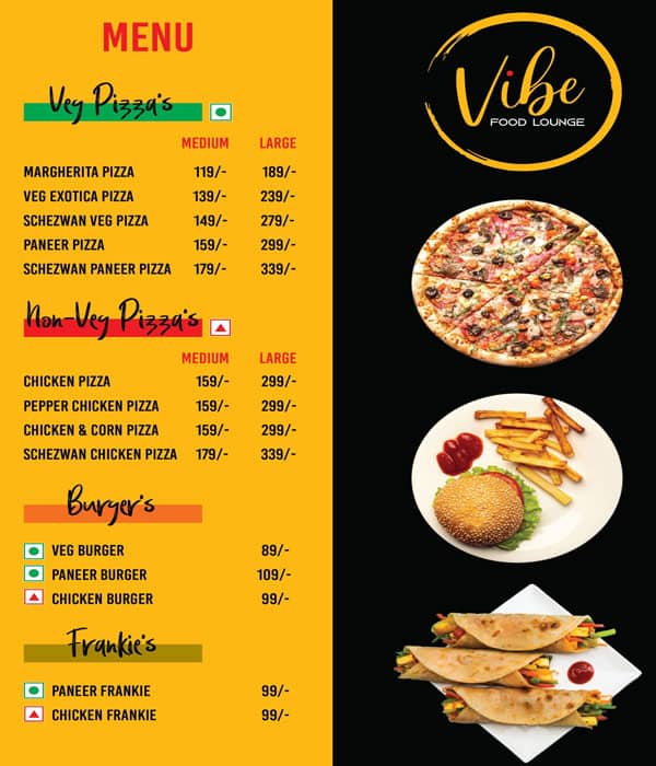 Menu of Vibe Food Lounge, Chandrayanagutta, Hyderabad