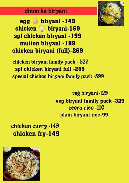 Menu of Sakshi Biryani House, Boduppal, Hyderabad