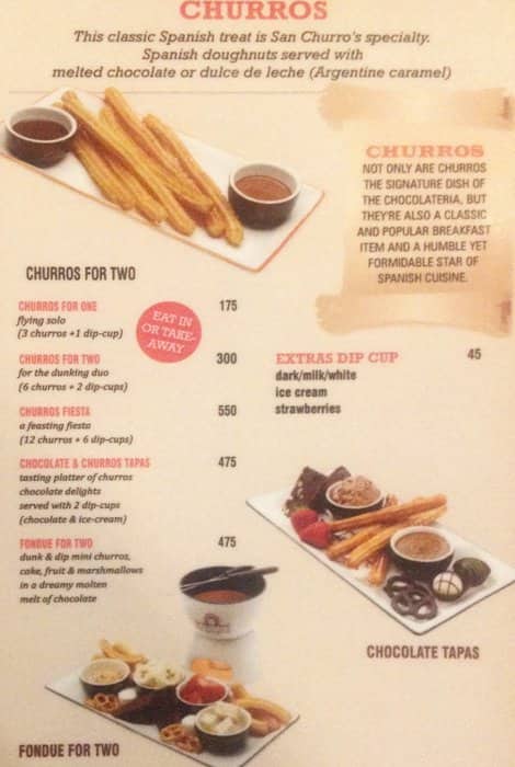 Chocolateria San Churro Menu, Menu for Chocolateria San Churro, Andheri Lokhandwala, Andheri ...