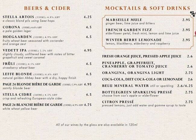 Menu at Cafe Rouge, Pinner, 13-13a