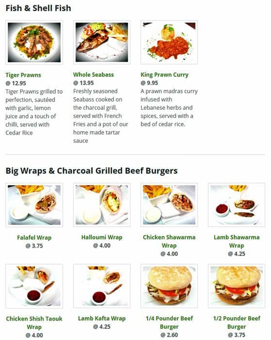 Menu at Cedar Tree restaurant, Ruislip, 80 Victoria Road