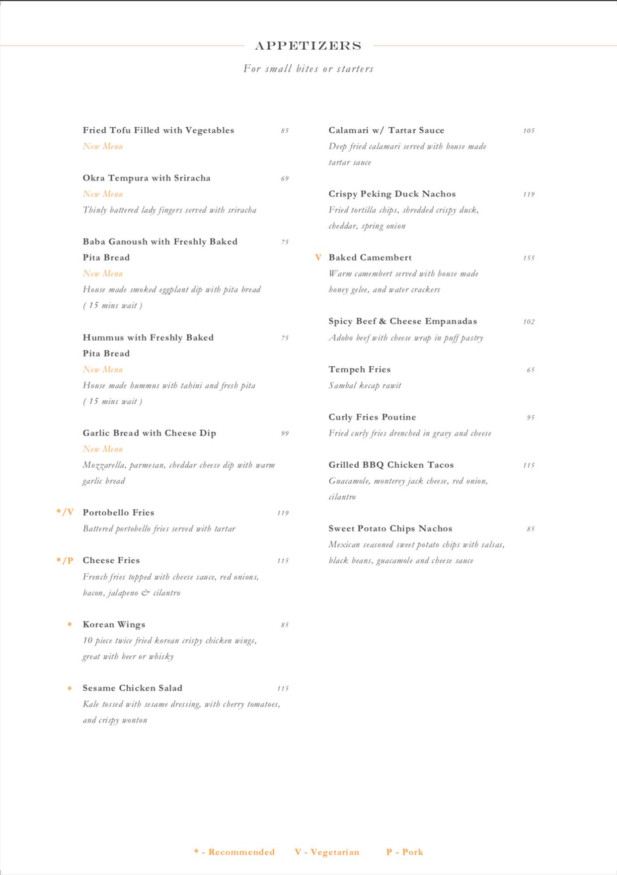 Menu at Wilshire cafe, Jakarta, Jl. Senopati Raya No. 64