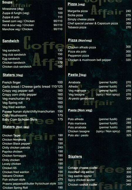 Coffee Affair Menu, Menu for Coffee Affair, Banjara Hills, Hyderabad ...