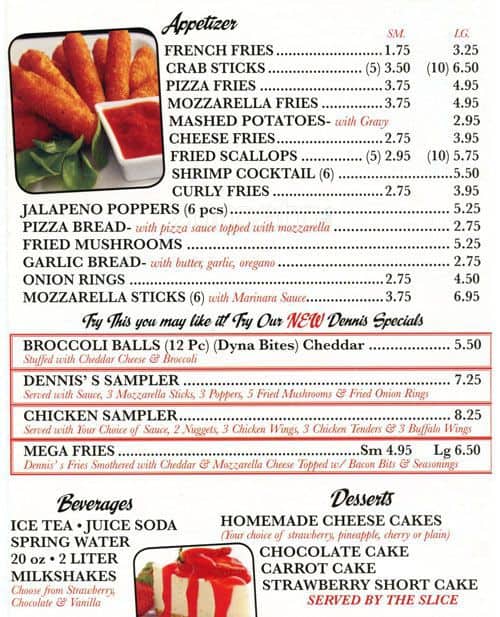Menu at New Dennis Pizza pizzeria, Philadelphia, 3 S 60th St