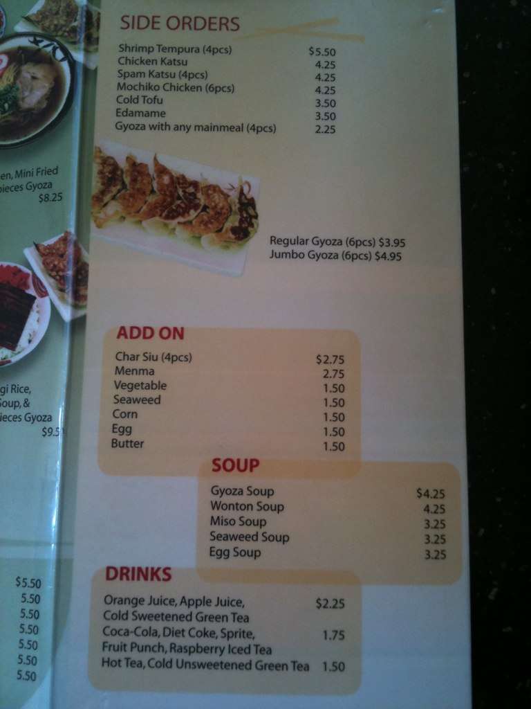 Menu at Ramen Ya Pearl City restaurant, Pearl City, Kuala St