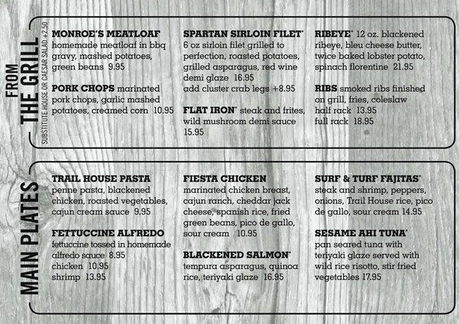 Menu at The Trail House pub & bar, Indian Trail