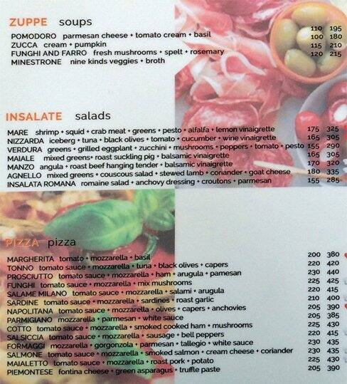 Menu at Gusto restaurant, Cebu City, Il Corso