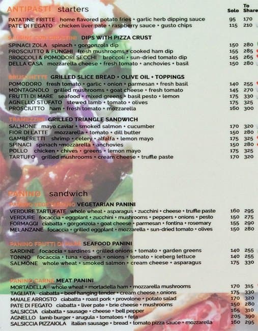 Menu at Gusto restaurant, Cebu City, Il Corso