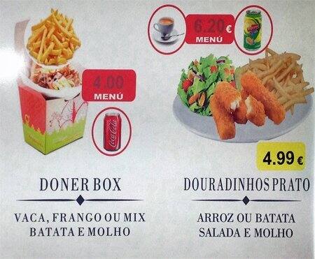 Menu at Kebabish restaurant, Lisbon, R. Palma 280