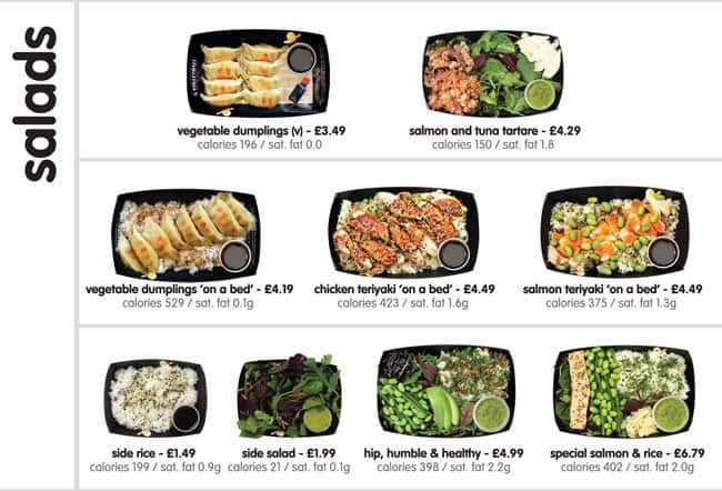 Menu at Itsu fast food, London, 30-40 Cannon St