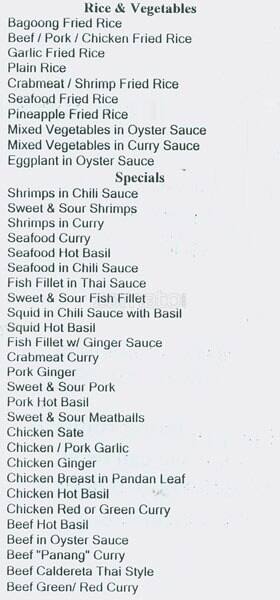 Menu at Dusit Thani restaurant, Makati