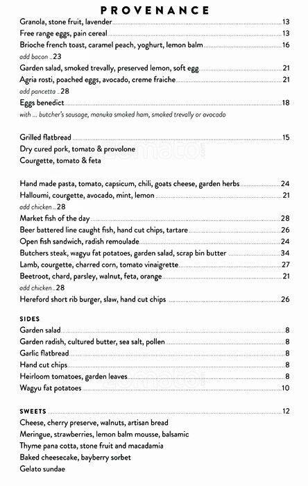 Provenance Matua Valley Eatery & Store Menu - Menumania/Zomato