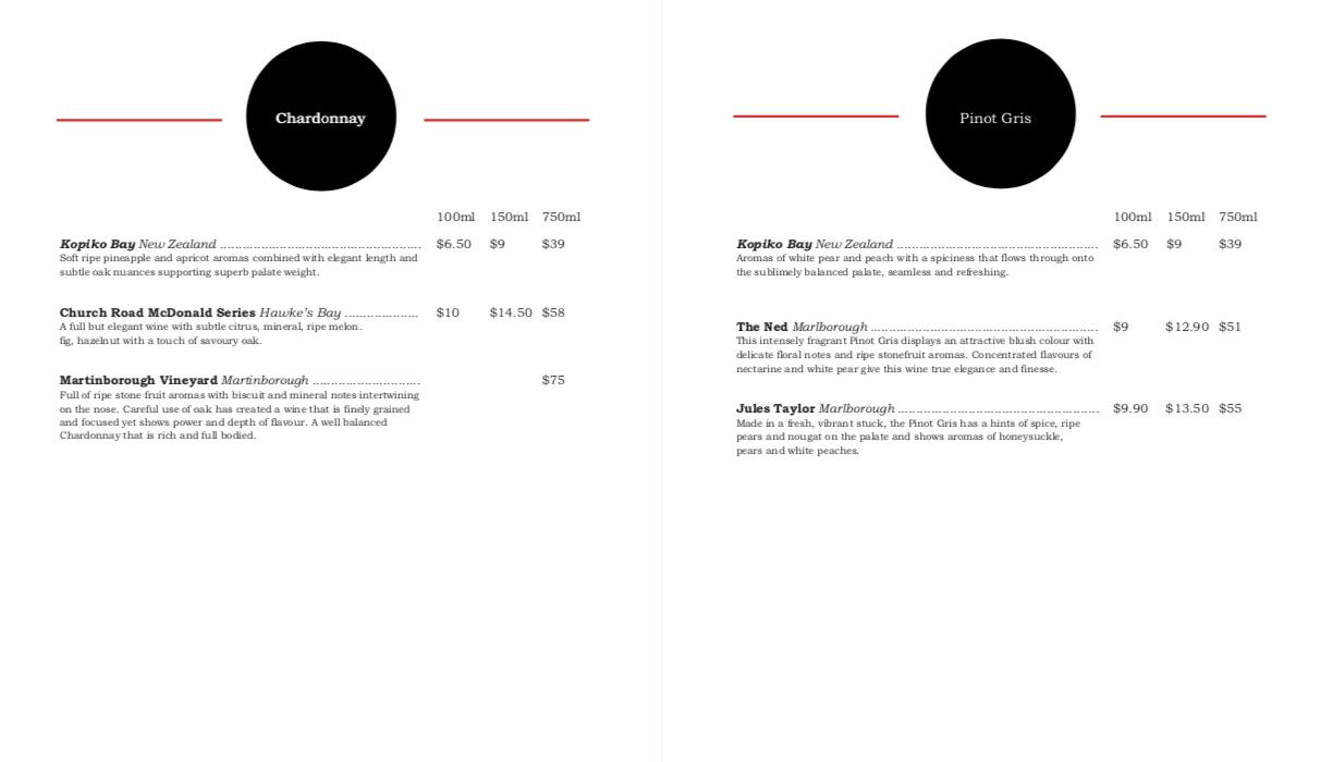 Menu at One80 Restaurant & Lounge Bar, Wellington, Wellington