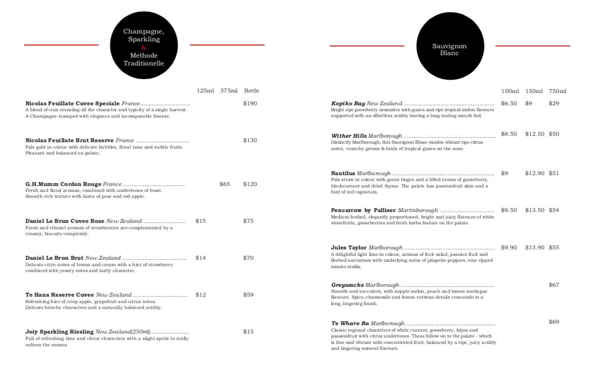 Menu at One80 Restaurant & Lounge Bar, Wellington, Wellington