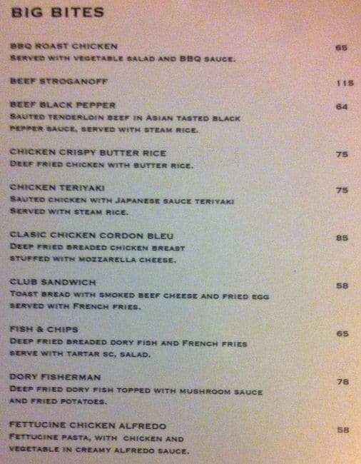 Menu at Hartz Chicken Buffet restaurant, Jakarta, Jl. H.R Rasuna Said