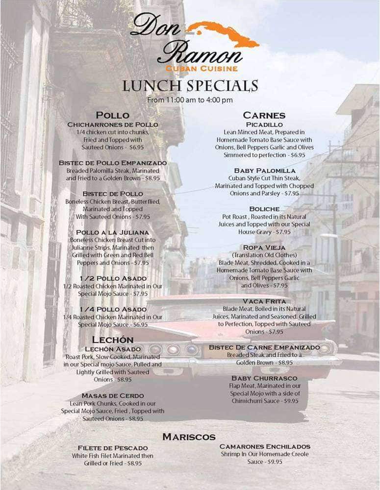 Carta del restaurante Don Ramon Cuban Cuisine - WPB, West Palm Beach ...