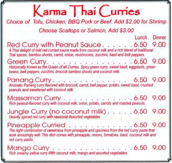 Menu at Karma restaurant, Denver, 22 S Broadway