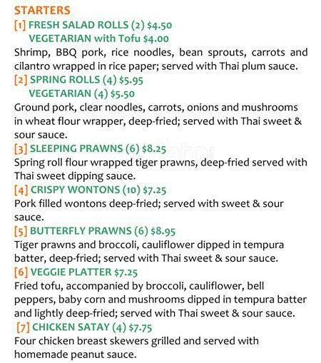 Menu at Thai Fresh restaurant, Portland