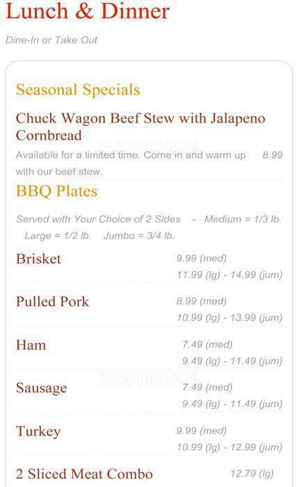Menu at Blanco BBQ, San Antonio, Blanco Rd