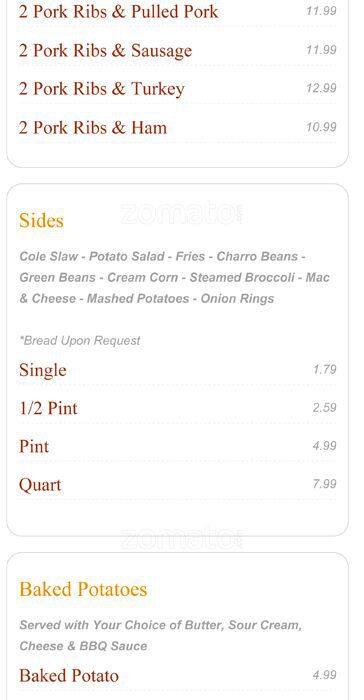 Menu at Blanco BBQ, San Antonio, Blanco Rd