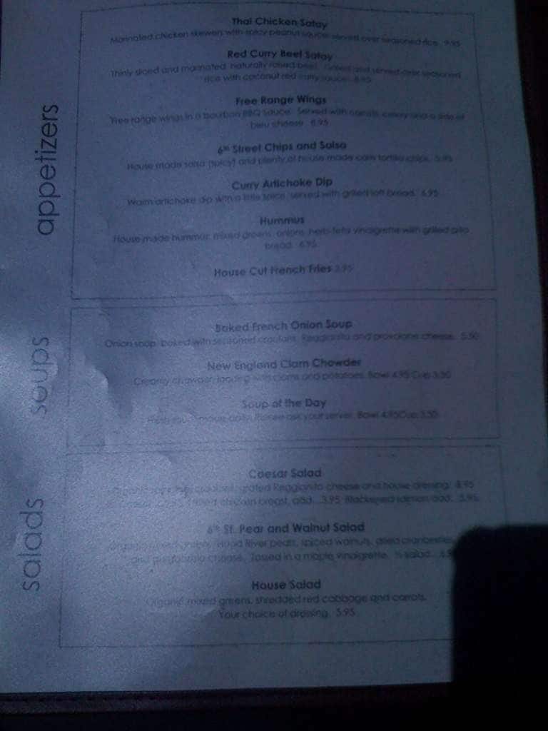 Menu at The Sixth Street Bistro & Pub, Hood River