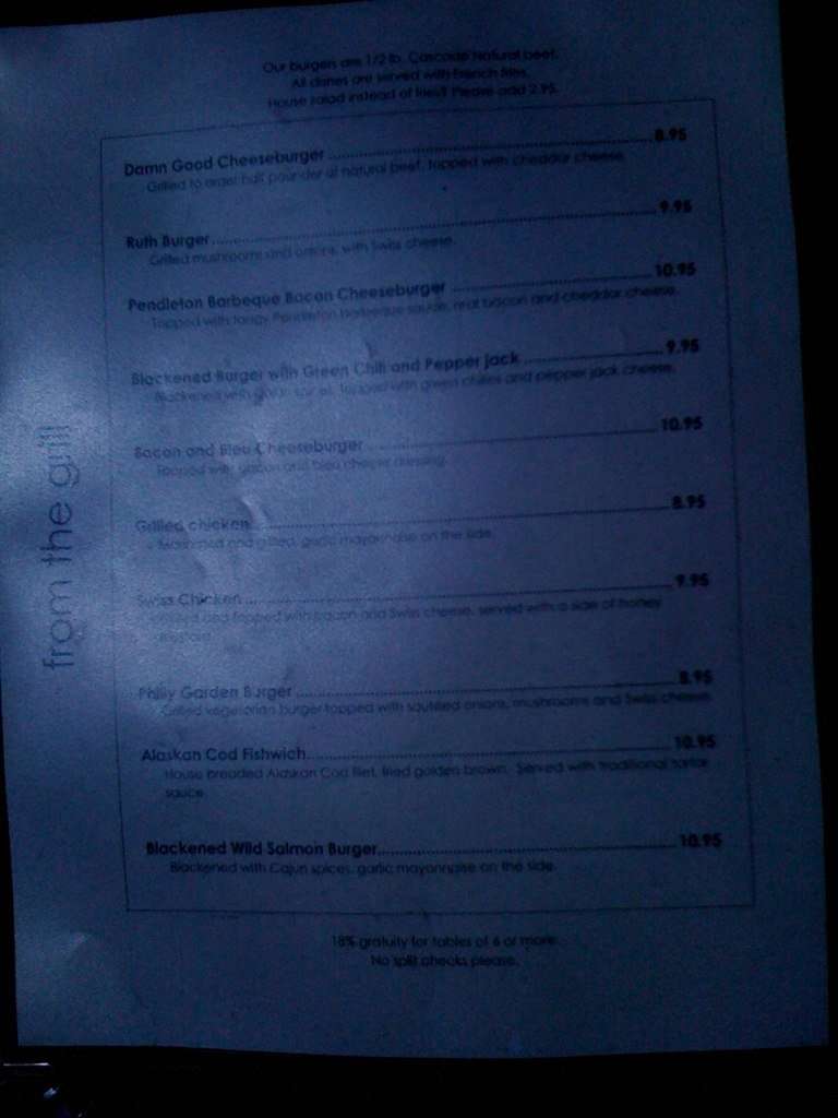 Menu at The Sixth Street Bistro & Pub, Hood River