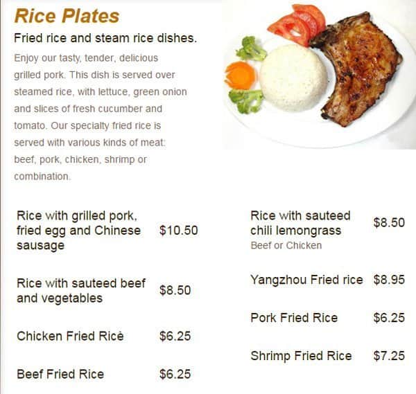 Menu at Pho 89 restaurant, Fresno