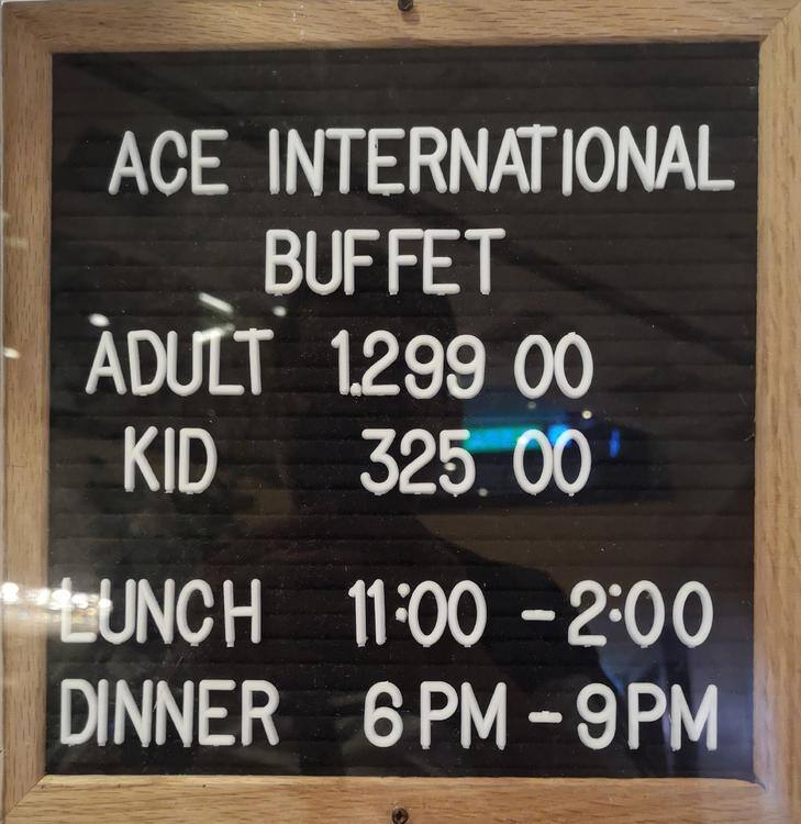 Menu at Ace International Buffet - Ace Hotel & Suites restaurant, Pasig