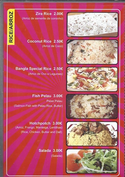 Menu at Chilli's Kitchen restaurant, Lisbon