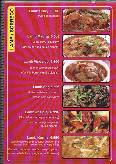 Menu at Chilli's Kitchen restaurant, Lisbon