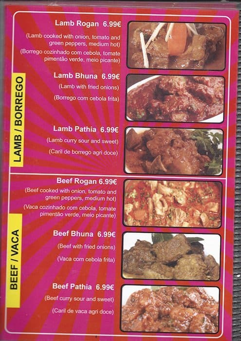 Menu at Chilli's Kitchen restaurant, Lisbon