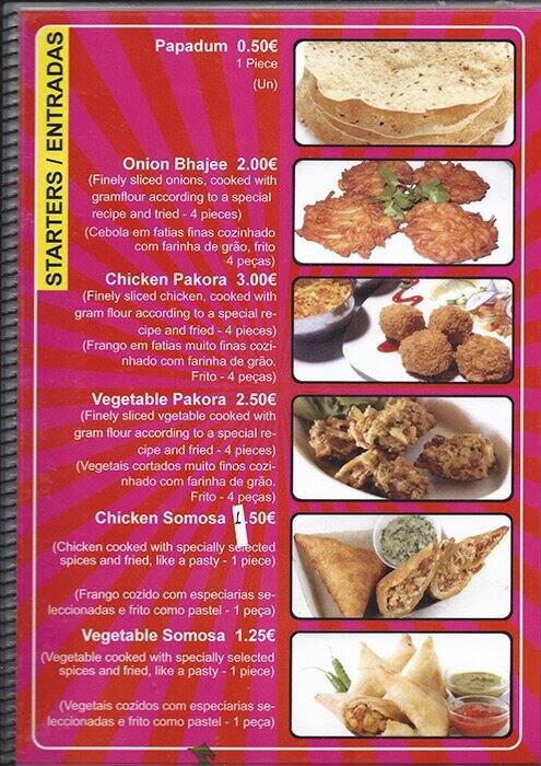 Menu at Chilli's Kitchen restaurant, Lisbon