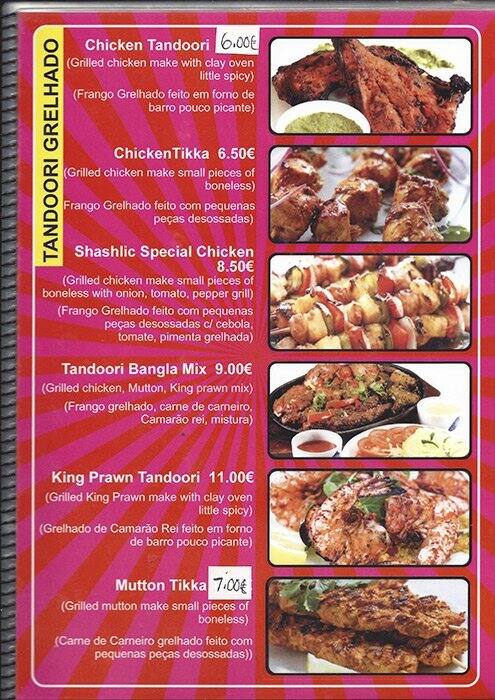 Menu at Chilli's Kitchen restaurant, Lisbon