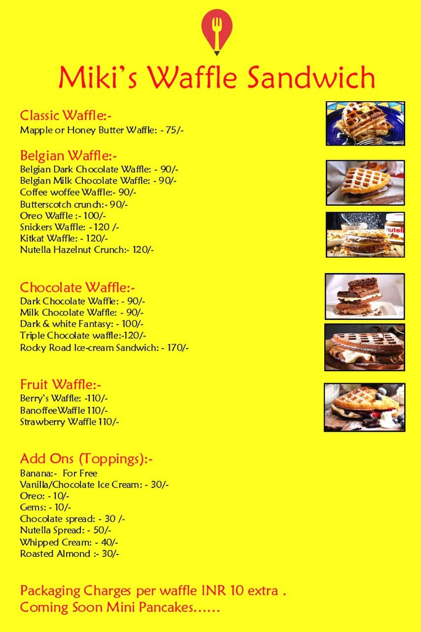 Menu at Miki's Street Food Co., New Delhi