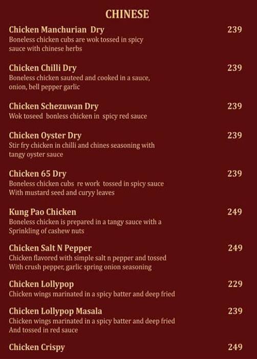 Menu of Moonlight Chinese, Kondhwa, Pune