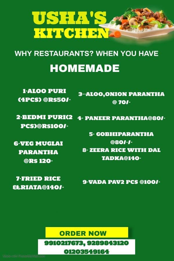 Menu of Ushas Kitchen, Indirapuram, Ghaziabad