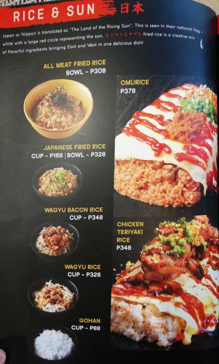 Menu at Sumo Sam restaurant, Makati, Greenbelt 3