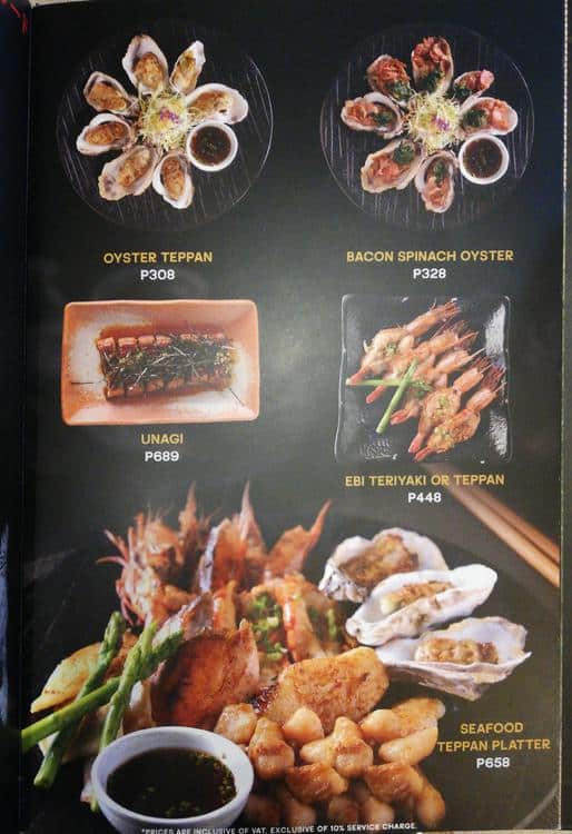 Menu at Sumo Sam restaurant, Makati, Greenbelt 3