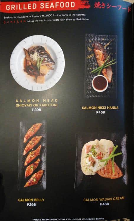 Menu at Sumo Sam restaurant, Makati, Greenbelt 3