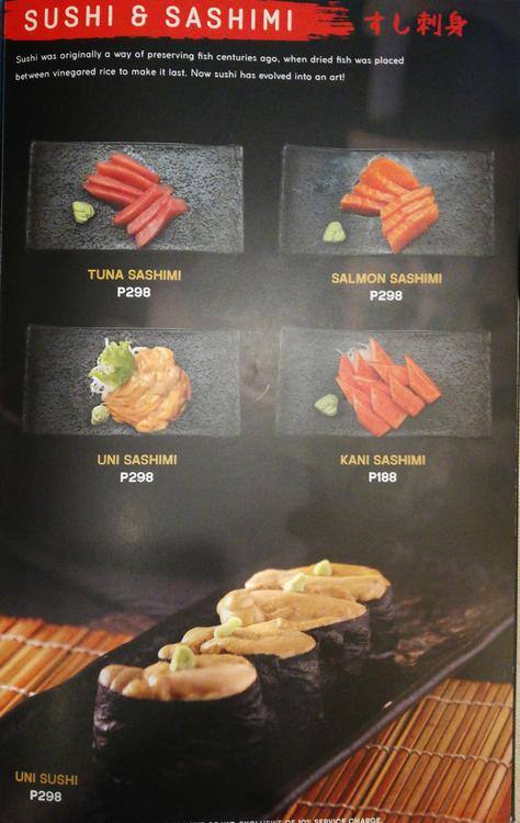 Menu at Sumo Sam restaurant, Makati, Greenbelt 3