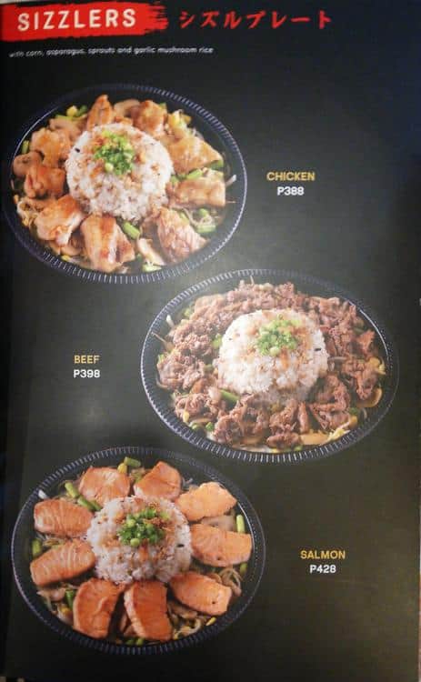 Menu at Sumo Sam restaurant, Makati, Greenbelt 3